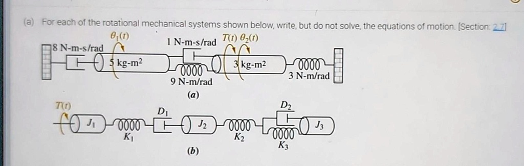 (a) For each of the rotational mechanical systems shown below, write, but do not solve, the ...