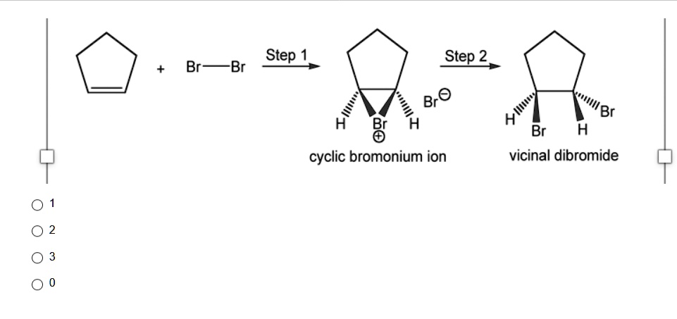 SOLVED: Step 2 Step Br Br "iic 'Br I B-0 H Br 1 Br vicinal dibromide ...