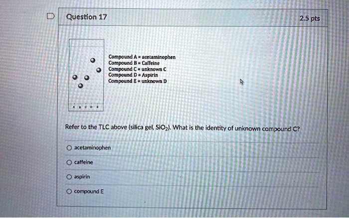 SOLVED: Question 17 25 pts Compound acetaminophen Compound Caffeine ...