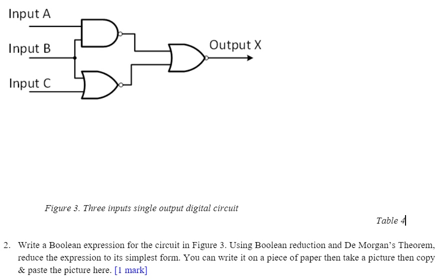 Solved Input A Input B Output X Input C Figure 3 Three Inputs Single Output Digital Circuit