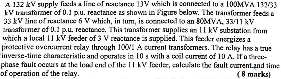 A 132 kV supply feeds a line of reactance 13V which is connected to a ...