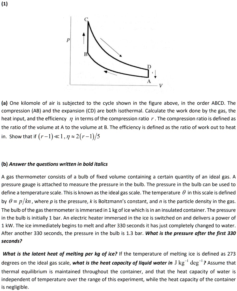 SOLVED: (a) One kilomole of air is subjected to the cycle shown in the ...