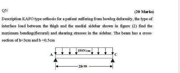 SOLVED: Q5/ (20 Marks) Description: KAFO type Orthosis for a patient ...