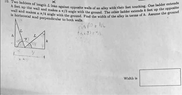 trigonometry 10 two addern one ladder extends feet up the aangth l lean ...