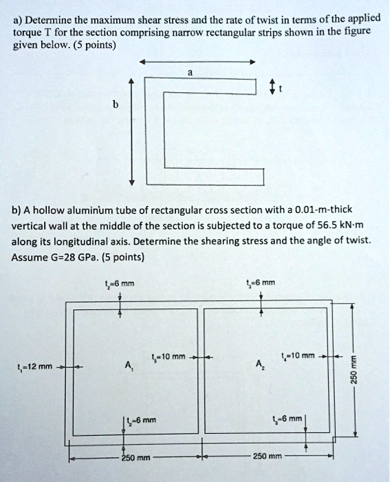 Determine the shear stress and angle of twist. a) Determine the maximum ...