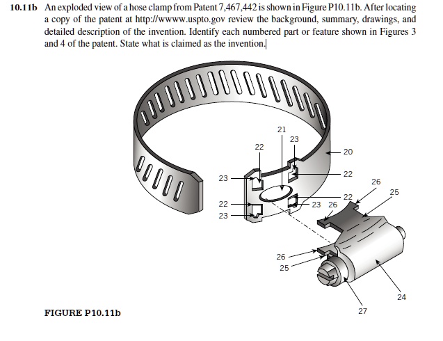 10.11b An exploded view of a hose clamp from Patent 7,467,442 is shown ...
