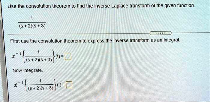 Solved Use The Convolution Theorem To Find The Inverse Laplace