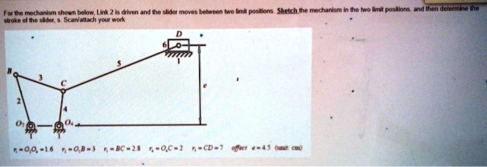 SOLVED: For the mechanism shown below, Link 2 is driven and the slider ...