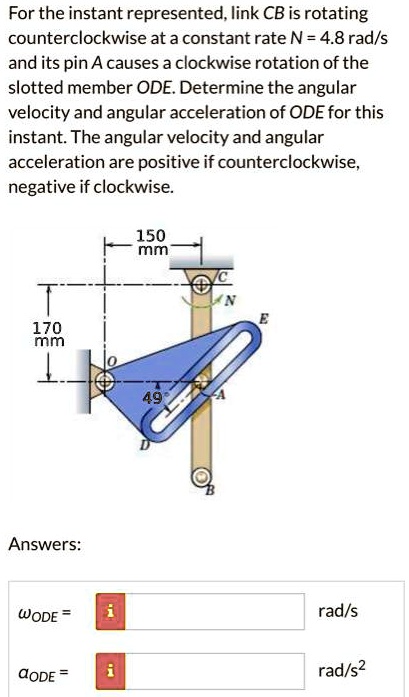 For the instant represented, link CB is rotating counterclockwise at a ...