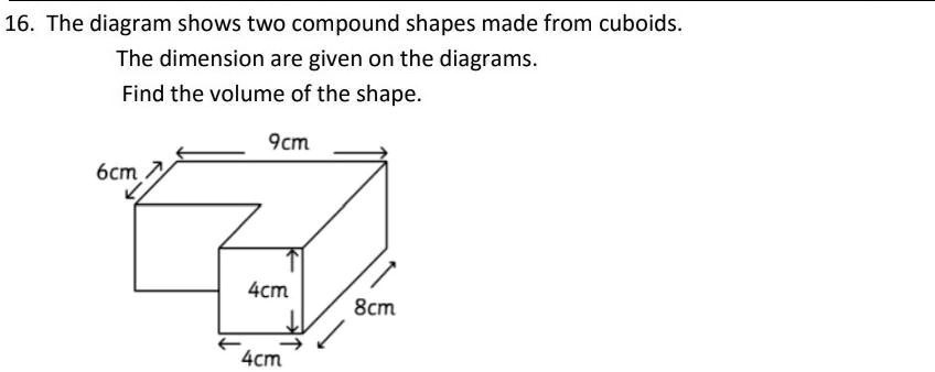 SOLVED: 'The diagram shows two compound shapes made from cuboids. The dimension are given on the ...