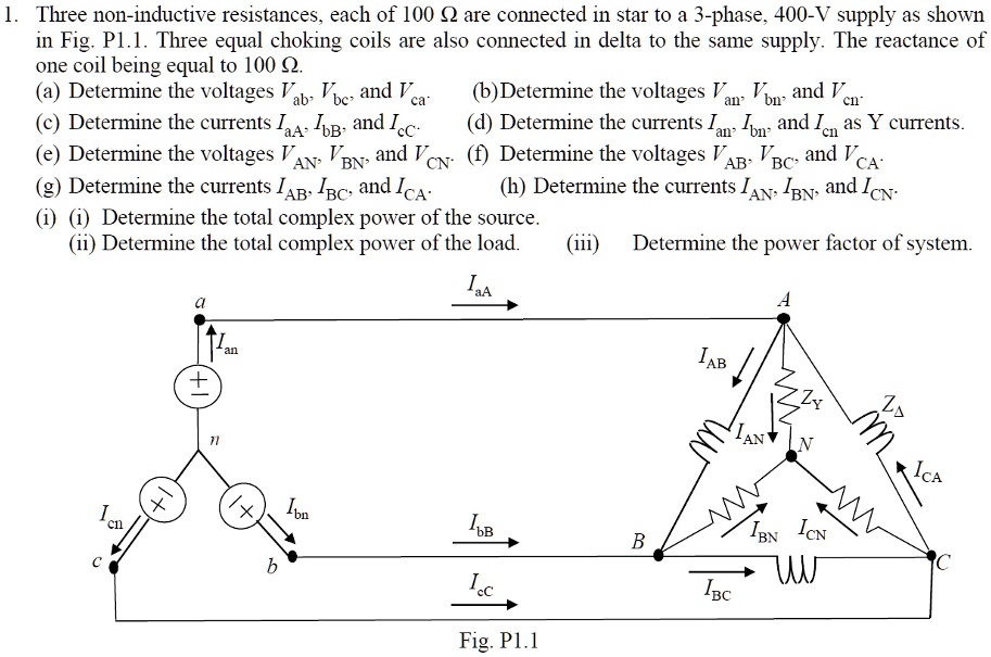 SOLVED: Three non-inductive resistances, each of 100 Î©, are connected in star to a 3-phase, 400 ...