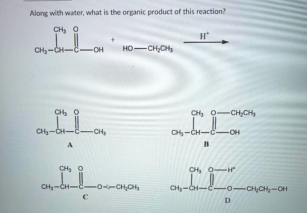 SOLVED: Along with water, what is the organic product of this reaction ...
