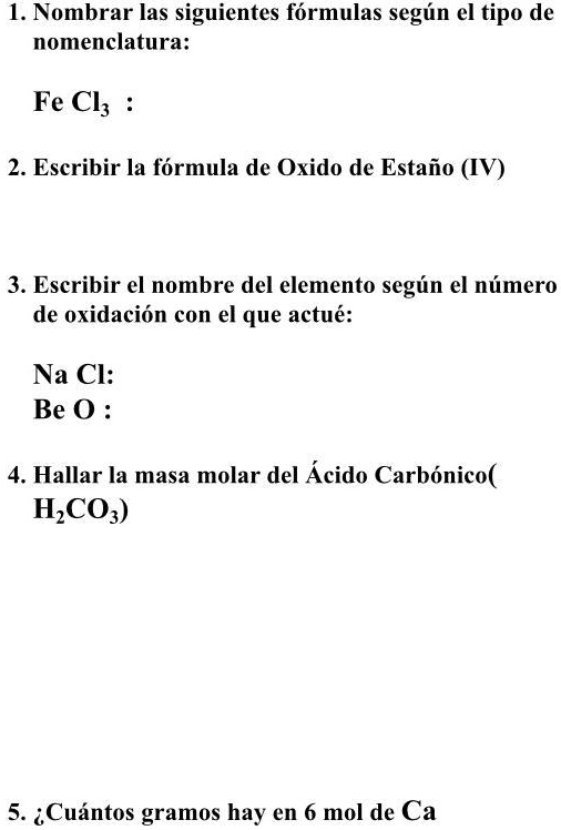 SOLVED: Me ayudan por favor:/ 1. Nombrar las siguientes fórmulas según ... SOLVED: Me ayudan por favor:/ 1. Nombrar las siguientes fórmulas según ...