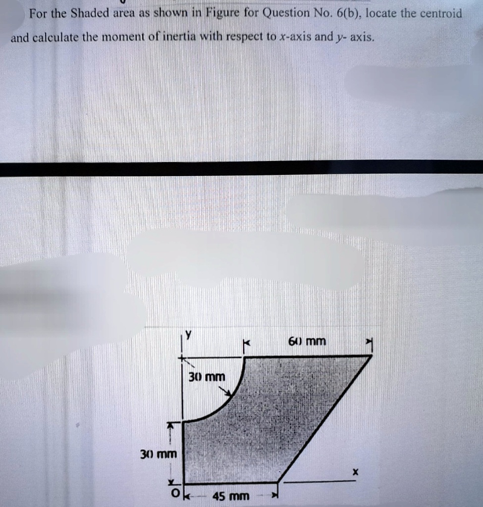 for the shaded area as shown in figure for question no 6b locate the centroid and calculate the ...