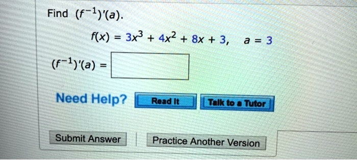 find f 1a fx 3x3 4x2 8x 3 a 3 1a need help read it tlkto iutor submit answer practice another ...