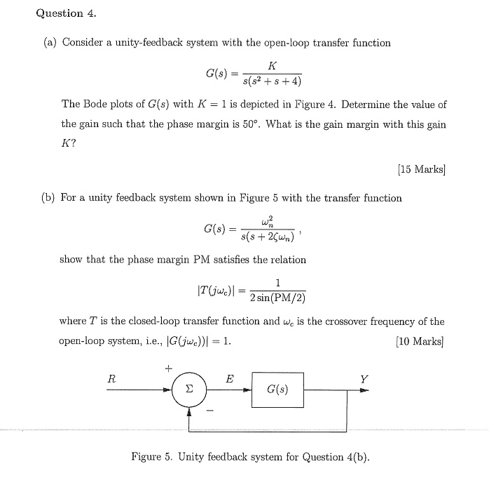 Question 4. (a) Consider a unity-feedback system with the open-loop transfer function G(s) = (K ...