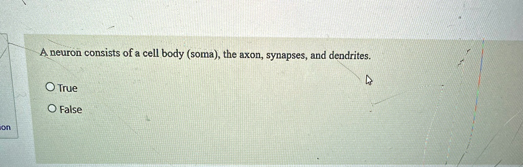 A neuron consists of a cell body (soma), the axon, synapses, and ...