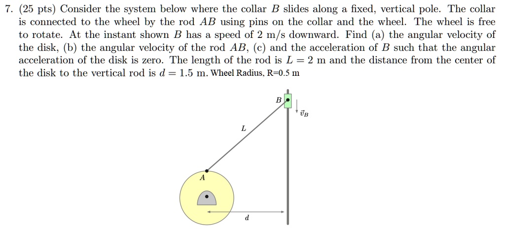 25 pts consider the system below where the collar b slides along fixed ...