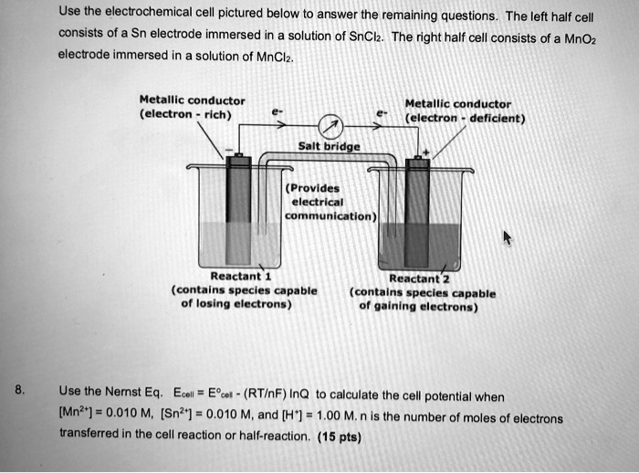 Use the electrochemical cell pictured below to answer the remaining ...