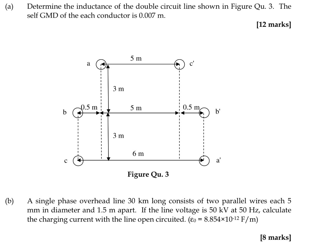 Solved Determine The Inductance Of The Double Circuit Line Shown In