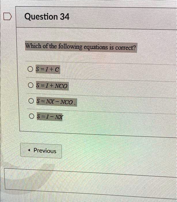 SOLVED: Which of the following equations is correct? os = i + c OS = I ...