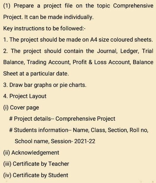 (1) Prepare a project file on the topic Comprehensive Project. It can ...