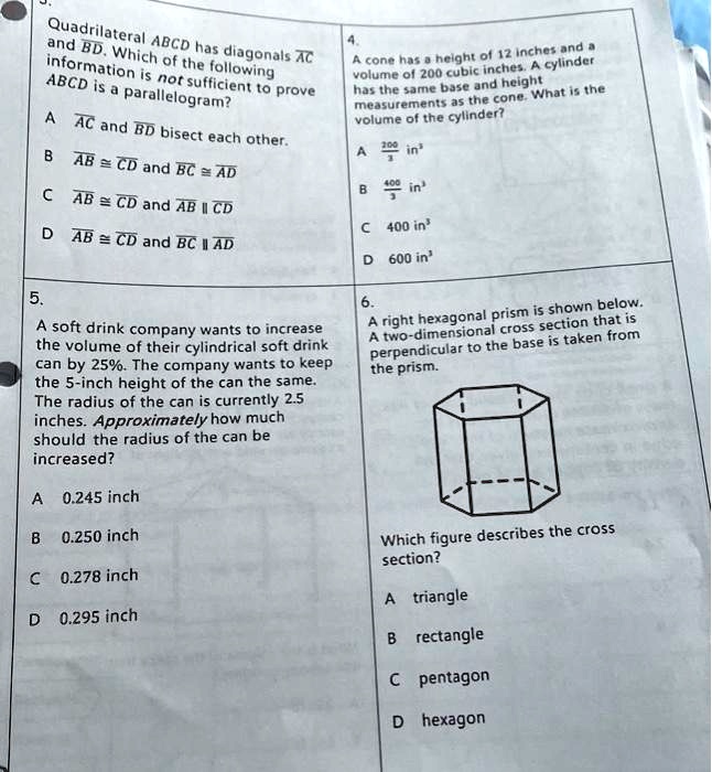 SOLVED: Texts: 1. Quadrilateral ABCD has diagonals AC = 4 and BD. Which ...
