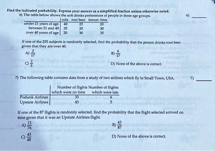SOLVED: Texts: See questions 6 and 7 below Find the indicated ...