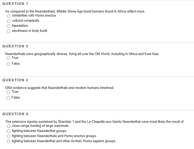 question as compared to the neanderthals middle stone age fossil humans ...