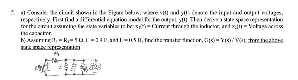 SOLVED: Consider the circuit shown in the Figure below, where v(t) and y(t) denote the input and ...