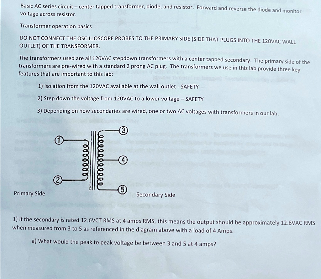 VIDEO solution: Basic AC series circuit - center tapped transformer ...