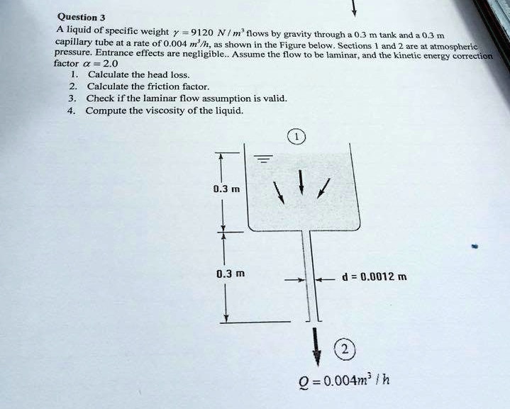 fluid chapter 6 question 3 capillary tube at a rate of 0004 mhas shown ...