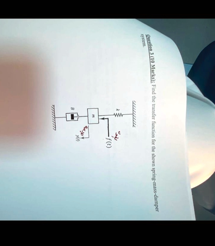 Question 3 (10 Marks): Find the transfer function for the shown spring ... Question 3 (10 Marks): Find the transfer function for the shown spring ...