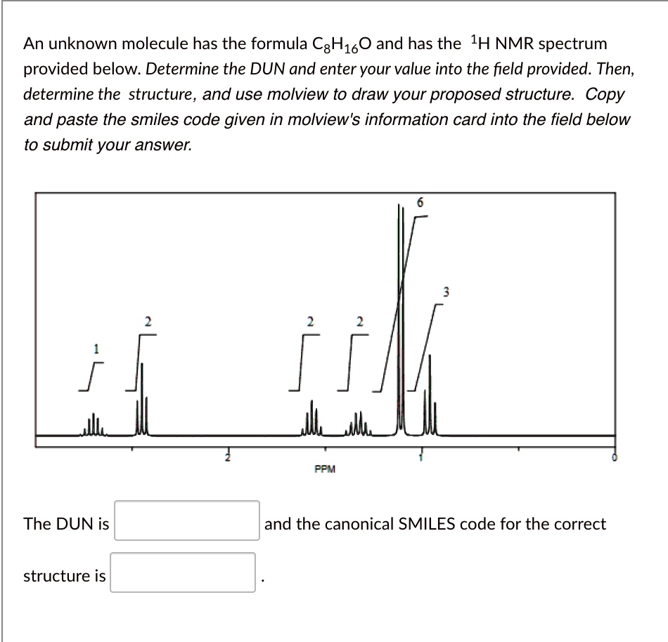 an unknown molecule has the formula csh16o and has the 1h nmr spectrum ...