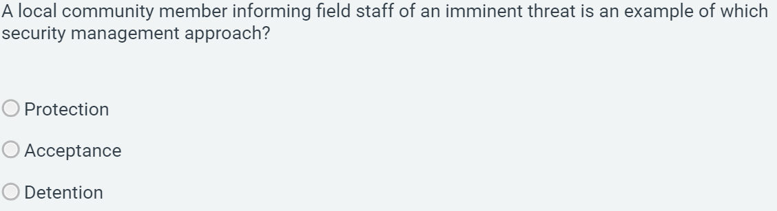 SOLVED: A local community member informing field staff of an imminent ...