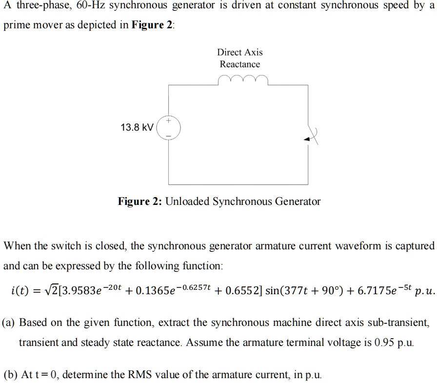 A three-phase, 60-Hz synchronous generator is driven at constant synchronous speed by a prime ...