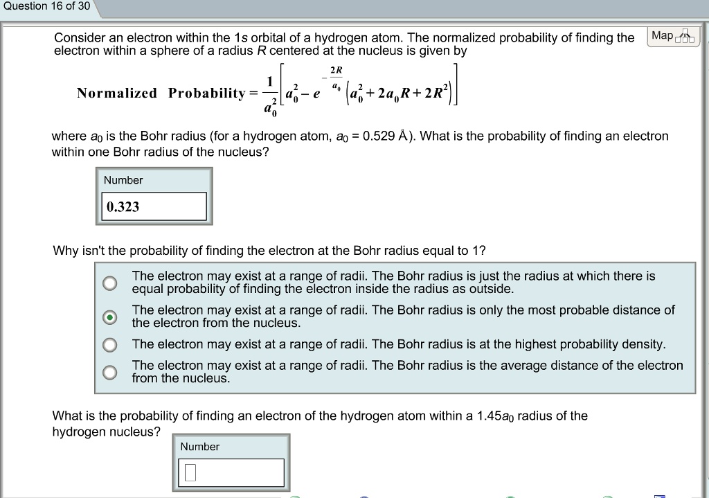 SOLVED: Question 16 of 30 Consider an electron within the 1s orbital of a hydrogen atom. The ...
