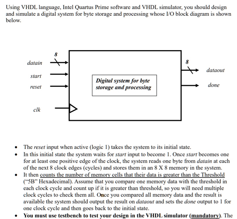 SOLVED: Using VHDL language, Intel Quartus Prime software, and VHDL ... SOLVED: Using VHDL language, Intel Quartus Prime software, and VHDL ...