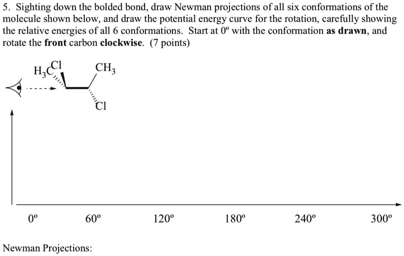 SOLVED:Sighting down the bolded bond, draw Newman projections of all six conformations of the ...
