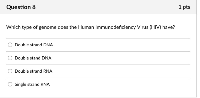 SOLVED: Question 8 1 pts Which type of genome does the Human ... SOLVED: Question 8 1 pts Which type of genome does the Human ...