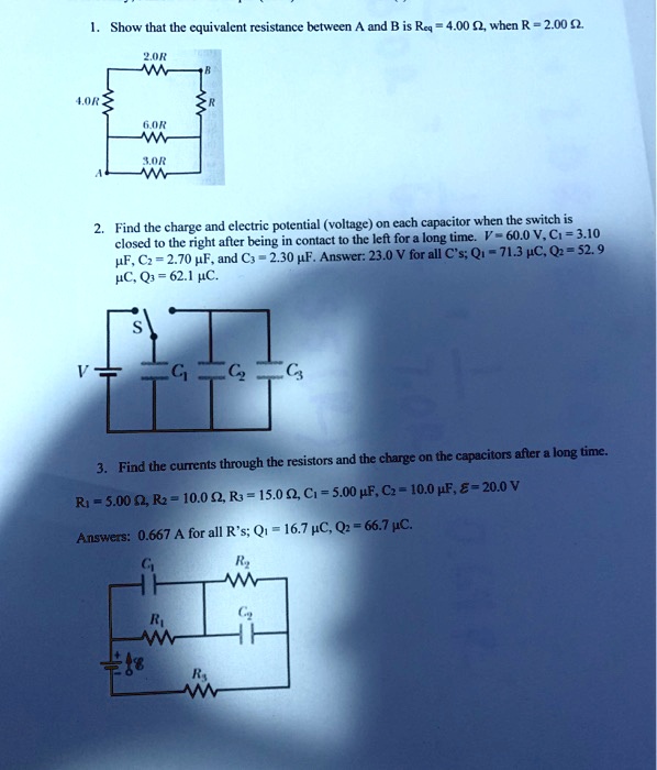 SOLVED:Show that the equivalent resistance between and B is Rcq 4.00 5 ...