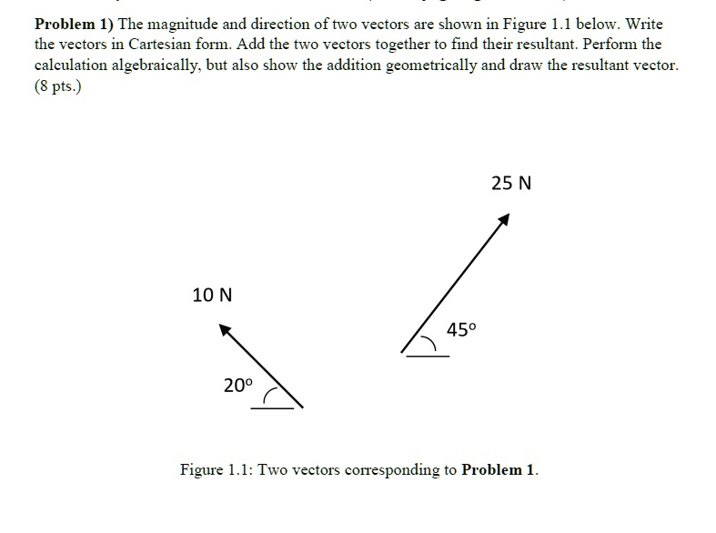 problem 1 the magnitude and direction of two vectors are shown in ...