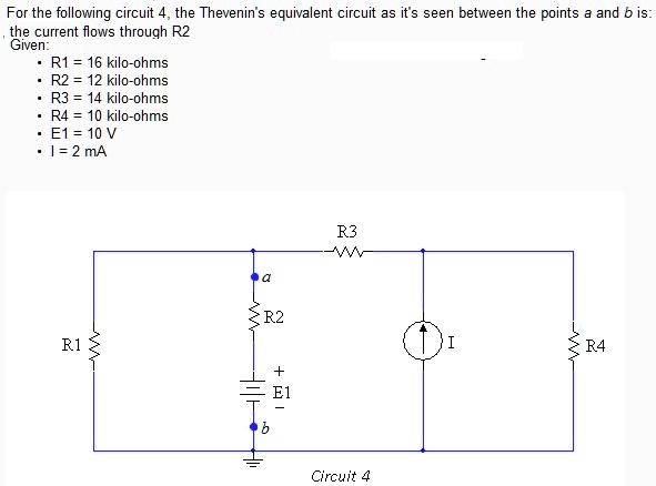 SOLVED: 1. What is the Thevenin's equivalent circuit as it's seen between the points a and b ...