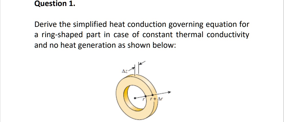 SOLVED: Question 1. Derive the simplified heat conduction governing ...
