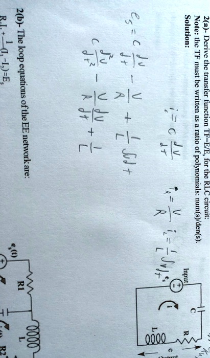 SOLVED: Solution: 2a - 2(b) - The loop equations of the EE network are ...