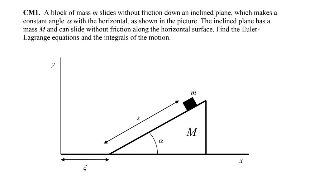 CM1. A block of mass m slides without friction down an inclined plane, which makes a constant ...