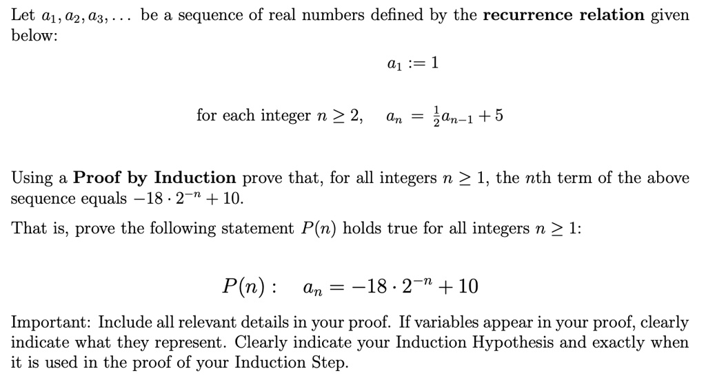 SOLVED: Let 01, 02, 03, below: be a sequence of real numbers defined by the recurrence relation ...