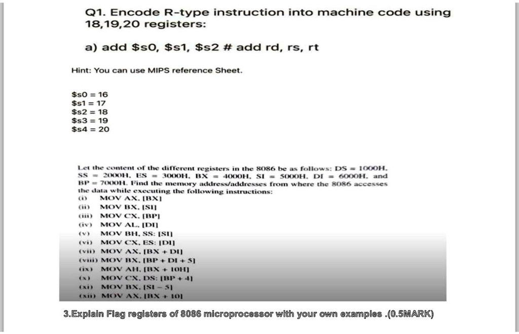 SOLVED: 3. Explain Flag registers of 8086 microprocessor with your own ... SOLVED: 3. Explain Flag registers of 8086 microprocessor with your own ...