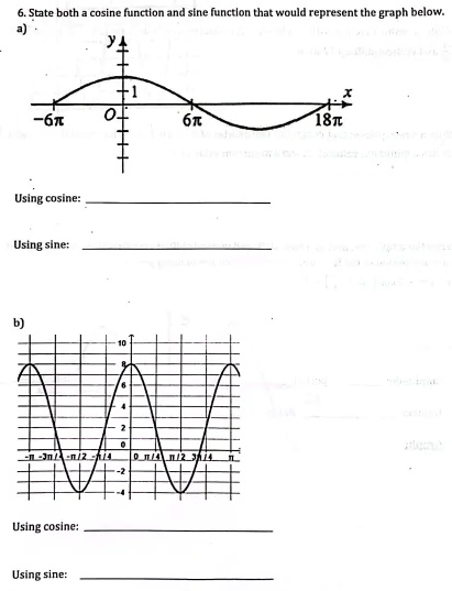 State Both A Cosine Function And Sine Function That Would Represent The