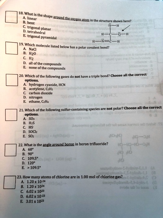 SOLVED: What Is te shape Minear aroundumc OAYEcn Aomn B. bent the ...